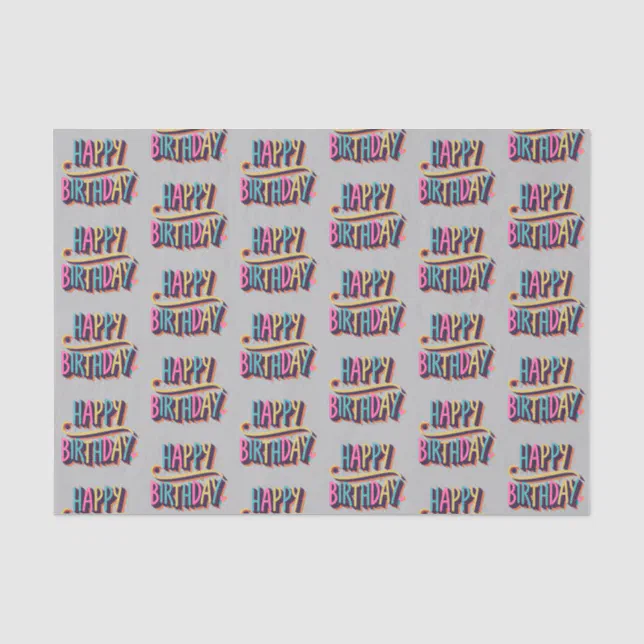 gray happy birthday rainbow kids color tissue paper | Zazzle