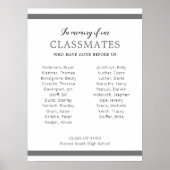 Gray In Memory Of Our Classmates Reunion Memorial Poster | Zazzle