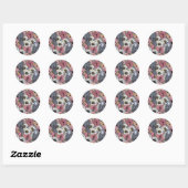 Gray jays and flowers classic round sticker | Zazzle
