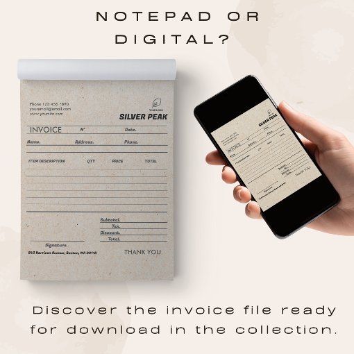 Gray Kraft Invoice Sales Receipt Small Business Notepad | Zazzle