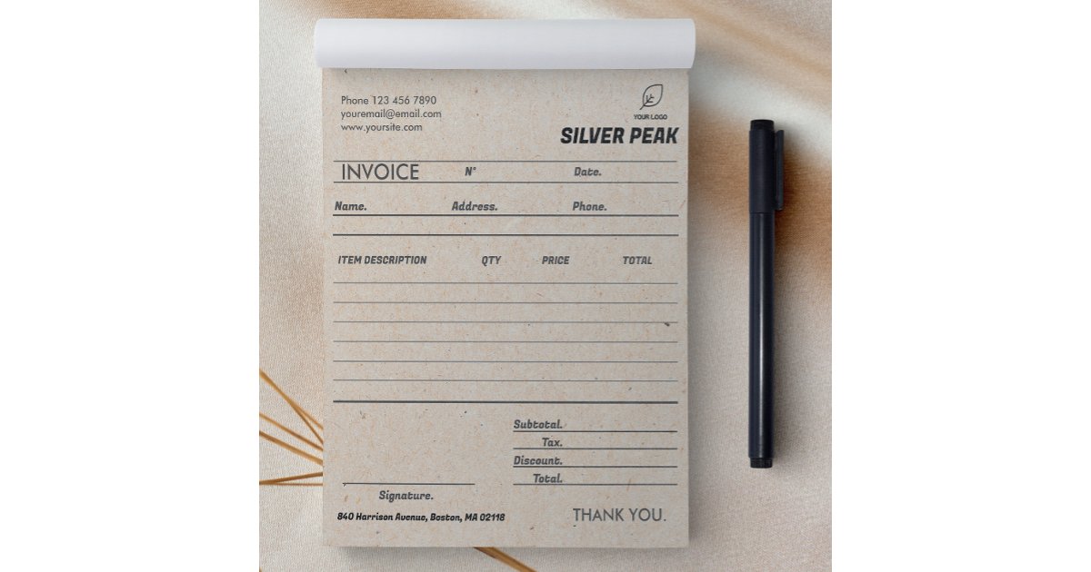 Gray Kraft Invoice Sales Receipt Small Business Notepad | Zazzle