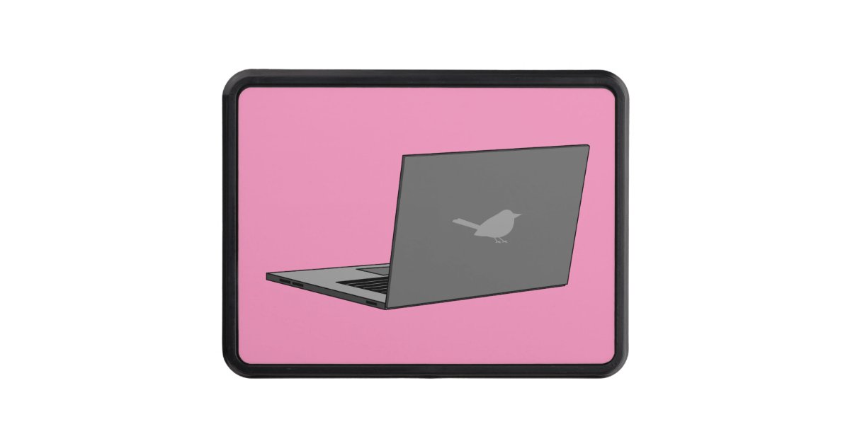Gray Laptop with Bird Logo Cartoon Hitch Cover | Zazzle
