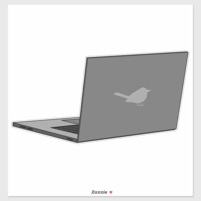 Gray Laptop with Bird Logo Cartoon Sticker | Zazzle