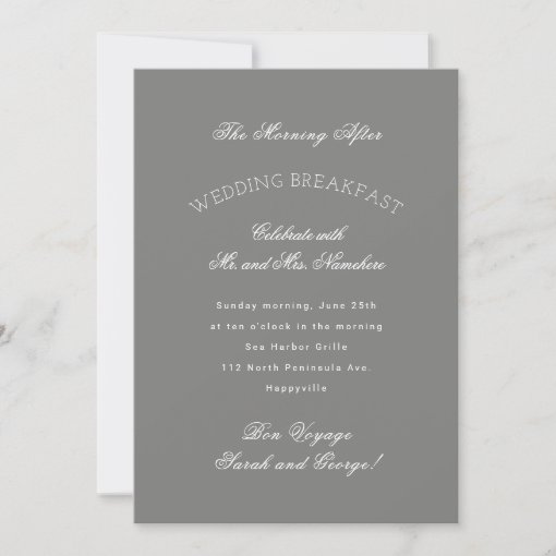 Gray Leaves Autumn Wedding Breakfast Invitation | Zazzle