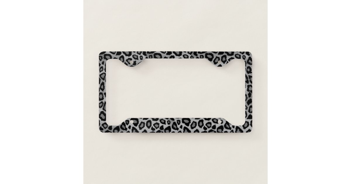 Gray Leopard Animal Print License Plate Frame | Zazzle