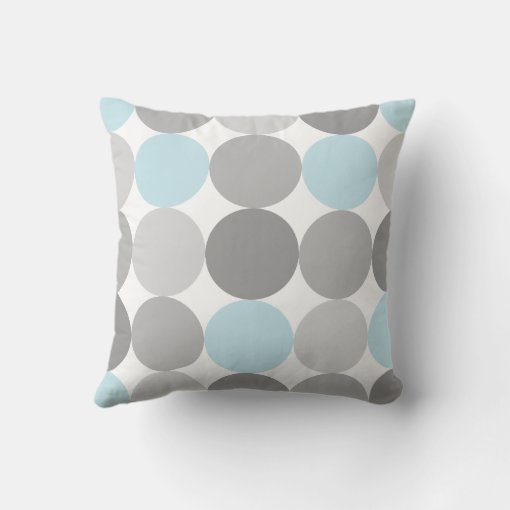 Gray & Light Blue Turquoise Round Circle Pattern Throw Pillow | Zazzle