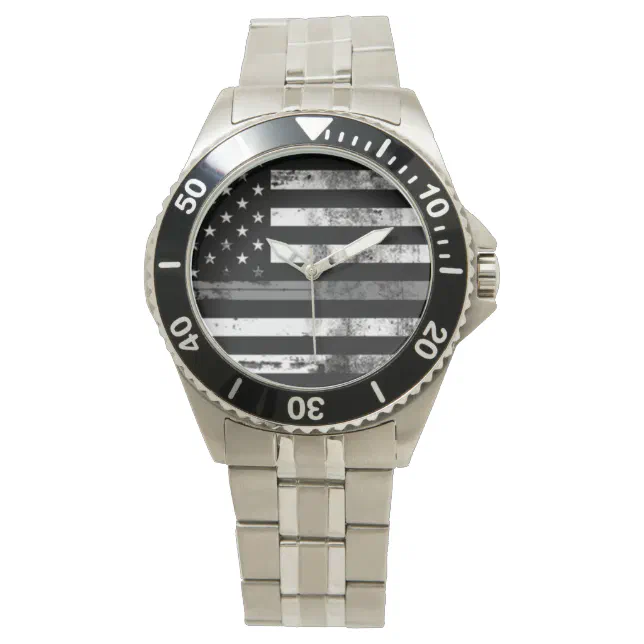 Gray Line Flag Correctional Officer Men's Watch | Zazzle