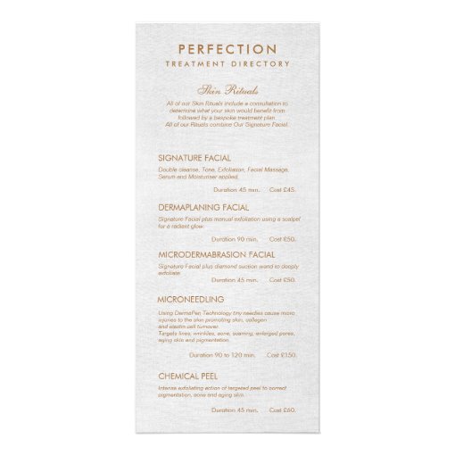 Gray Linen Esthetician Spa Price List Service Menu | Zazzle