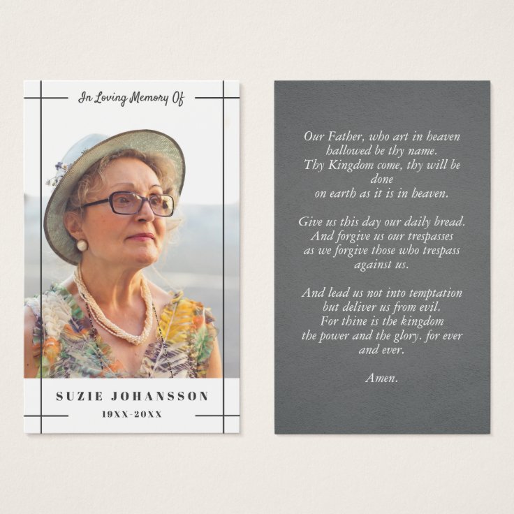 Gray Lines Photo Mini Prayer Card | Zazzle