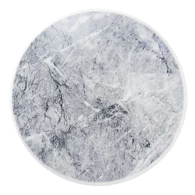 Gray marble with white drawer handle, door knob | Zazzle