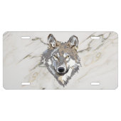 Gray Marble With Wolf License Plate | Zazzle