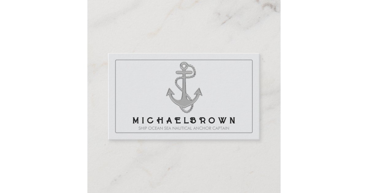 Gray Marine Nautical Anchor Business Card | Zazzle