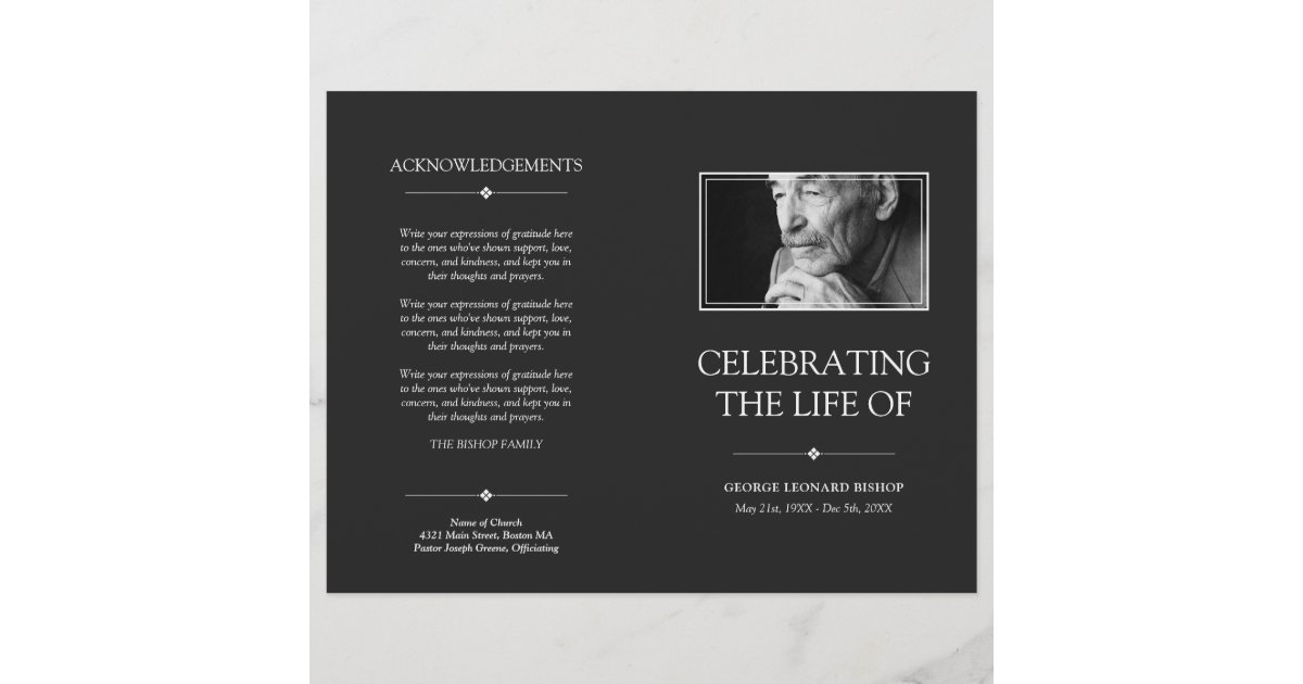 Gray Minimal Celebration of Life Funeral Program | Zazzle