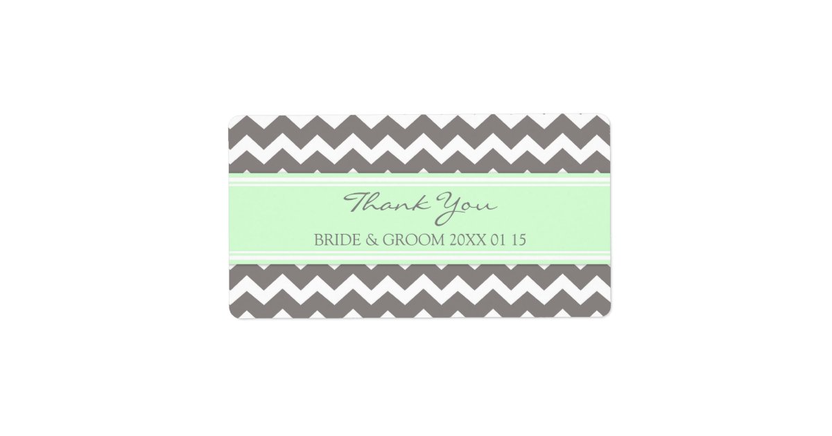 Gray Mint Chevron Wedding Labels | Zazzle