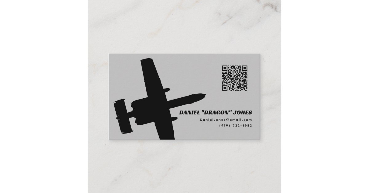 Gray Modern A-10 Silhouette Business Card | Zazzle