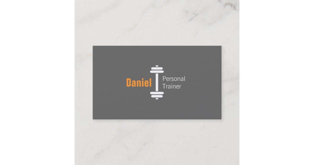 Gray Modern Fitness Personal Trainer Weights Business Card | Zazzle
