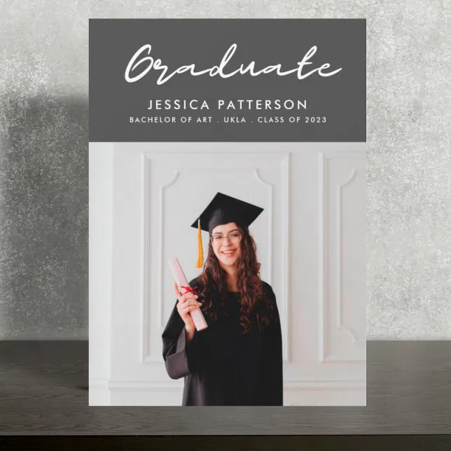 Gray Modern Graduate Editable Graduation Announcement | Zazzle