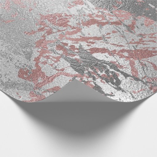 Gray Molten Silver Blush Pink Marble Shiny Metal Wrapping Paper | Zazzle