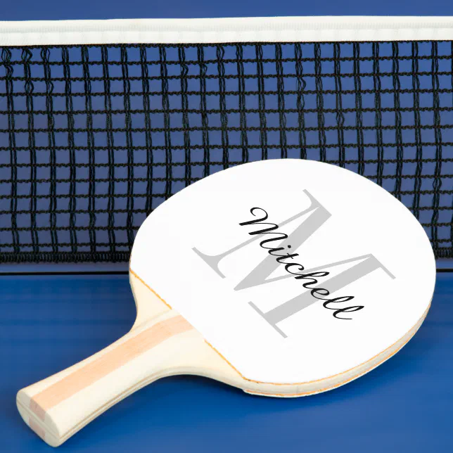 Gray Monogram and Name Personalized Ping Pong Paddle | Zazzle