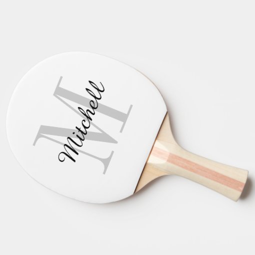 Gray Monogram and Name Personalized Ping Pong Paddle | Zazzle