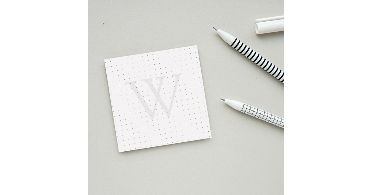 Gray Monogram Dot Grid Post-it Notes | Zazzle