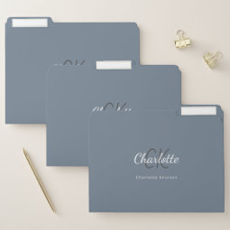 Gray monogram initials name script file folder | Zazzle