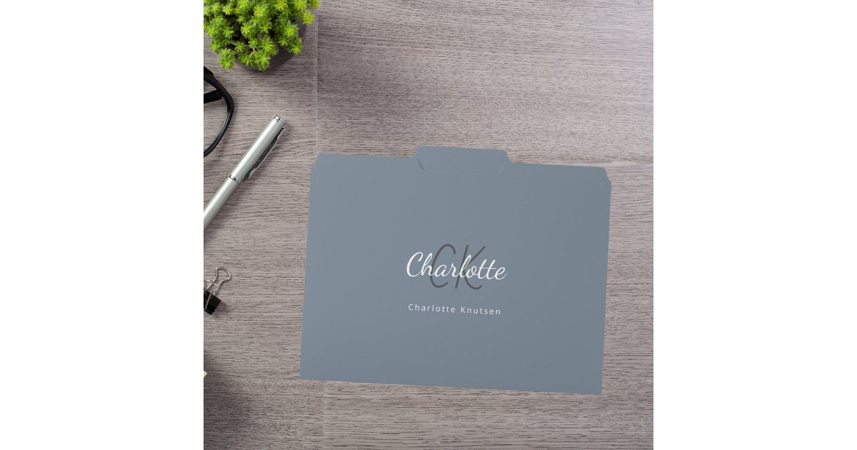 Gray monogram initials name script file folder | Zazzle Gray monogram initials name script file folder | Zazzle