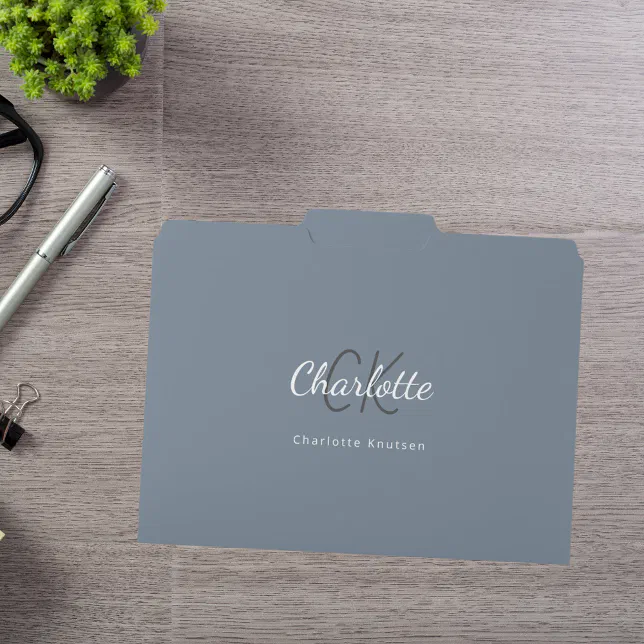 Gray monogram initials name script file folder | Zazzle Gray monogram initials name script file folder | Zazzle