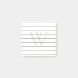 Gray Monogram Lined Post-it Notes | Zazzle