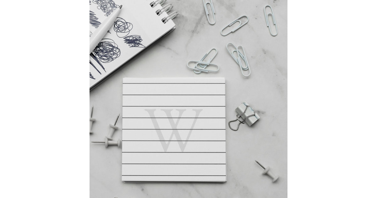 Gray Monogram Lined Post-it Notes | Zazzle