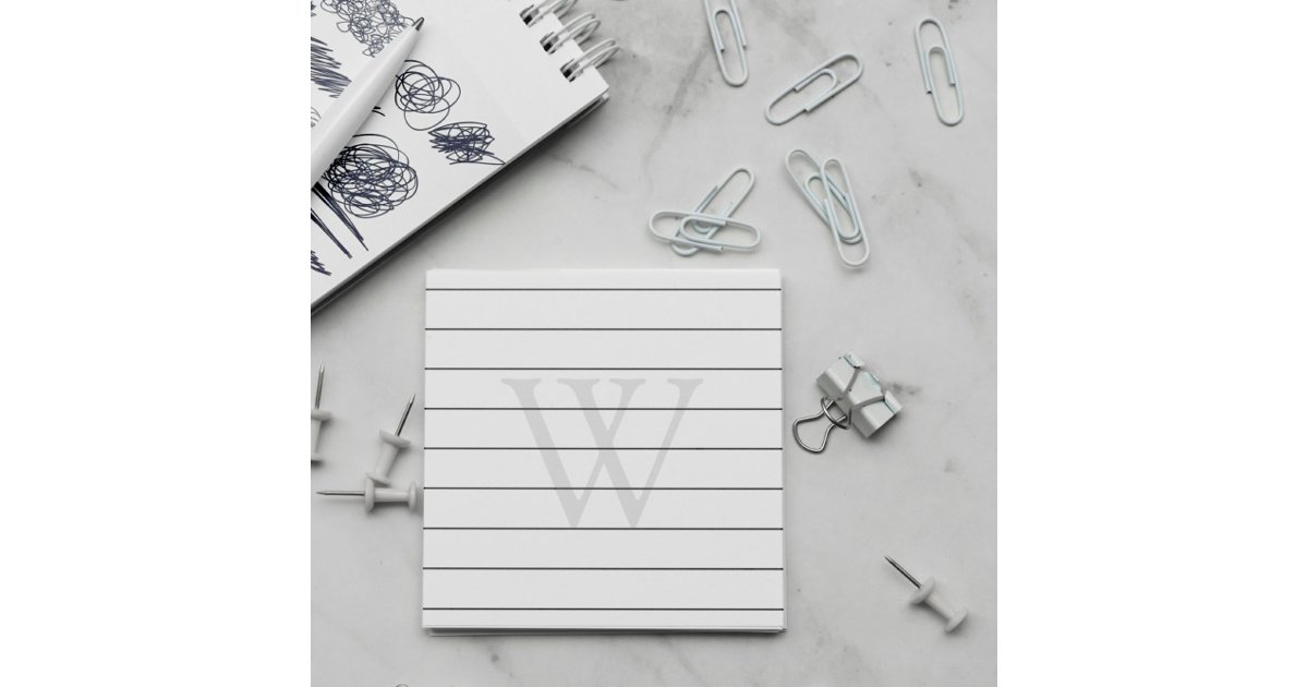 Gray Monogram Lined Post-it Notes | Zazzle