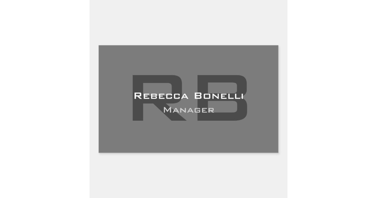 Gray Monogram Minimalist Personalized Modern Rectangular Sticker | Zazzle