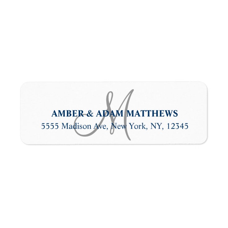 Gray Monogram Return Address Labels for Weddings | Zazzle
