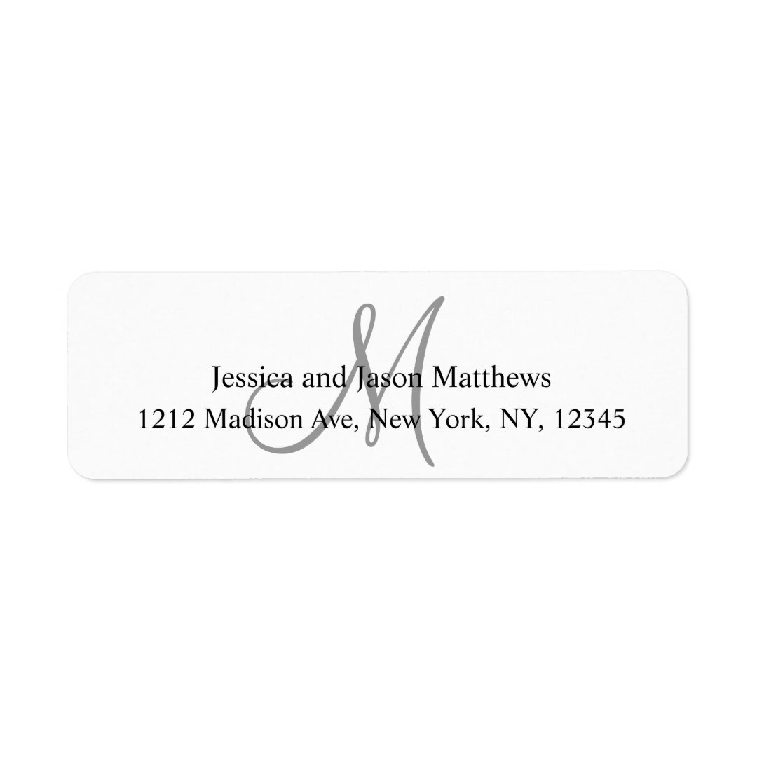 Gray Monogram Return Address Labels for Weddings | Zazzle