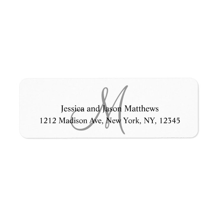 Gray Monogram Return Address Labels for Weddings | Zazzle