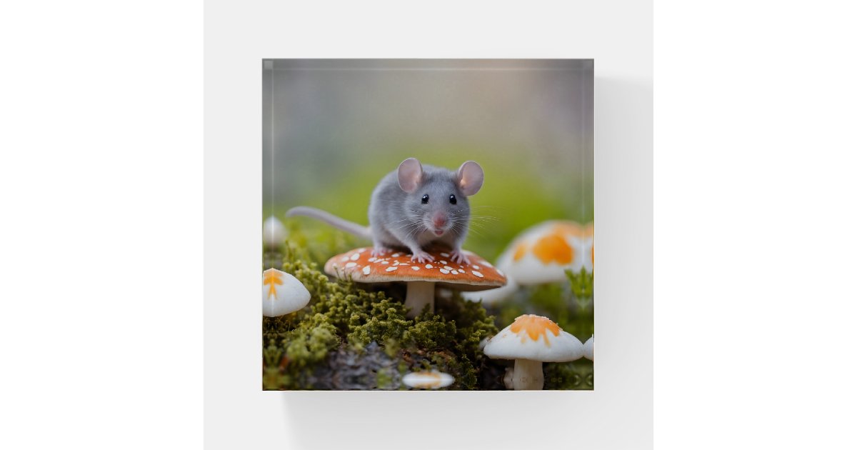 Gray Mouse On Toadstool Paperweight | Zazzle