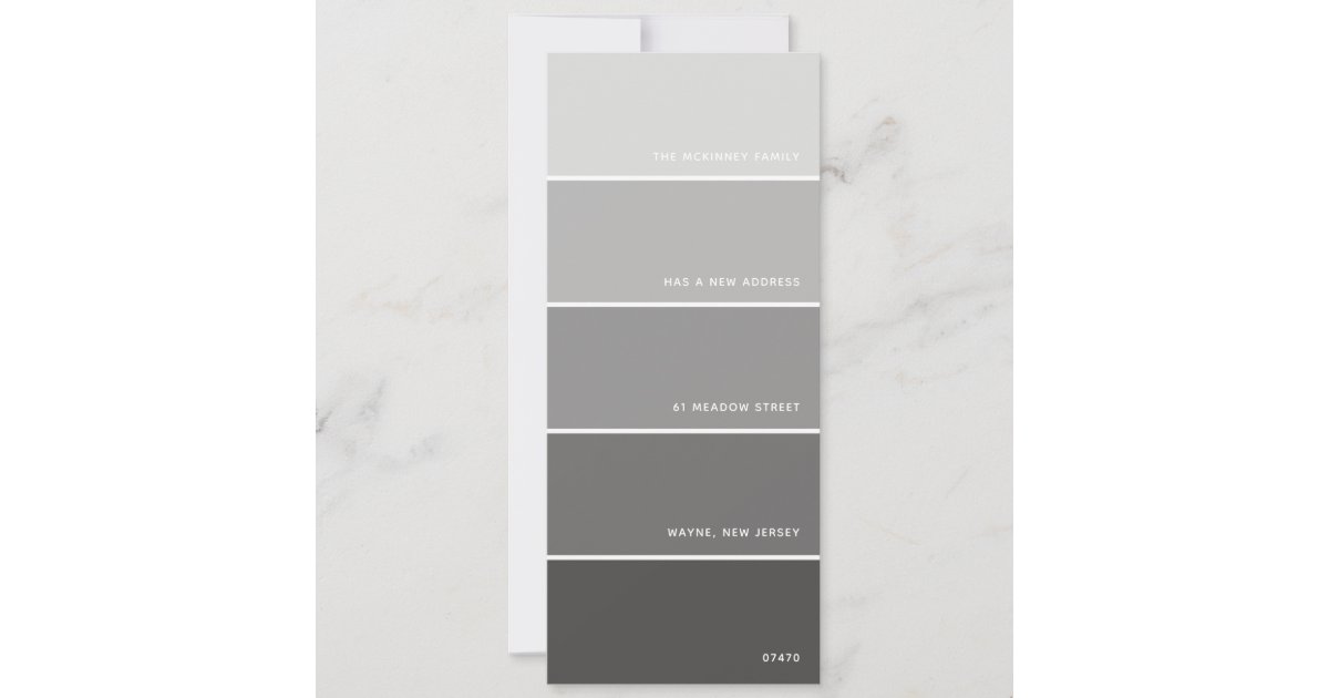 Gray Paint Swatch New Address Announcement | Zazzle