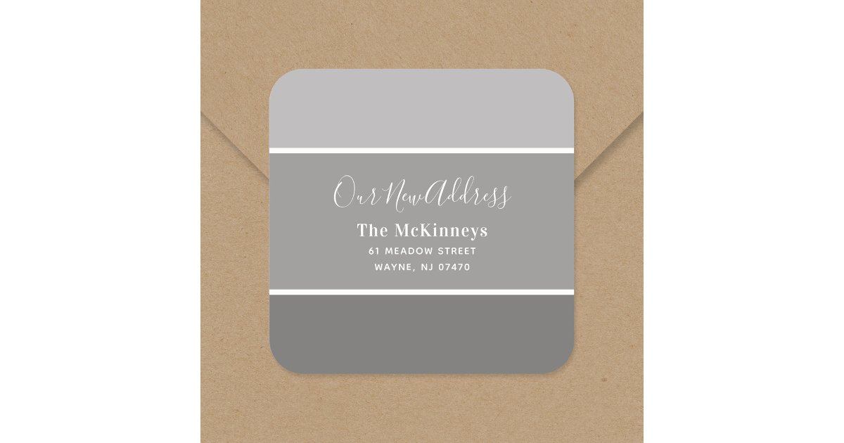 Gray Paint Swatch New Address Square Sticker | Zazzle