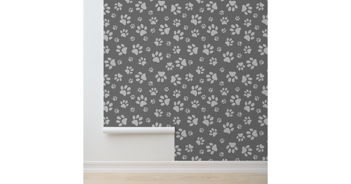Gray Paw Prints Design Wallpaper | Zazzle