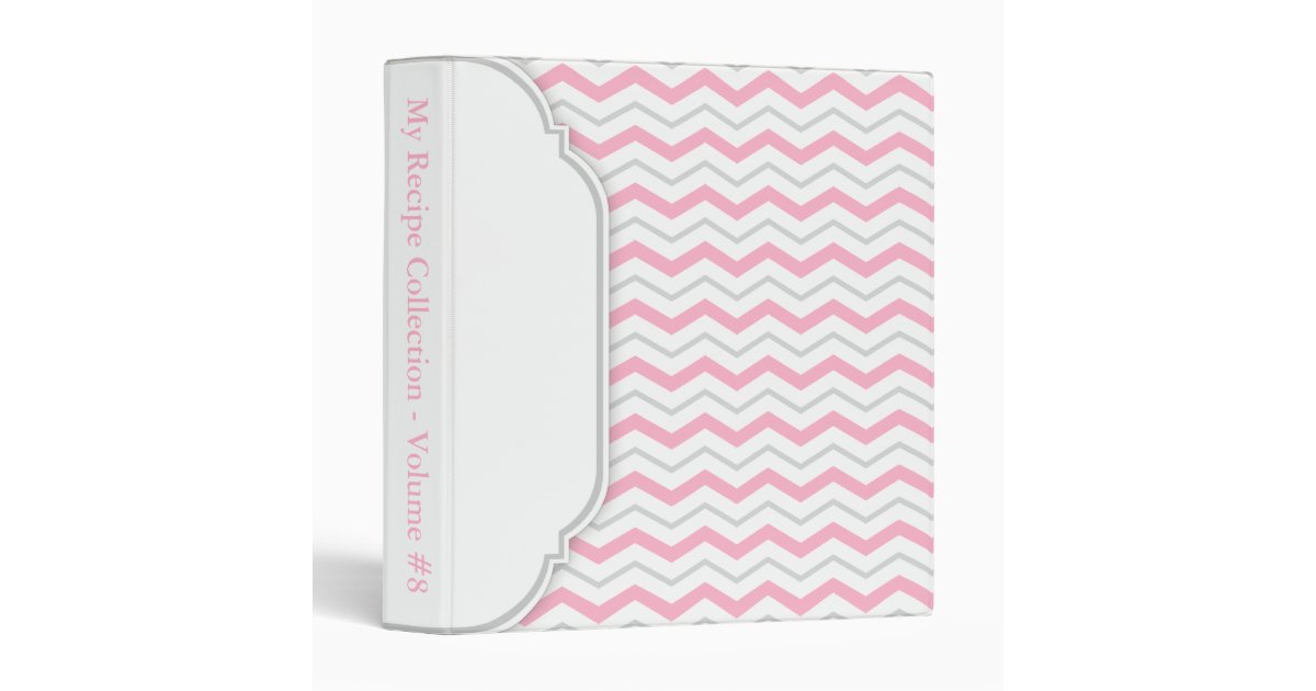 Gray & Pink Chevron personalized Binder | Zazzle