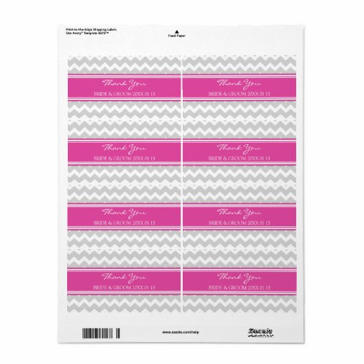 Gray Pink Chevron Wedding Labels | Zazzle