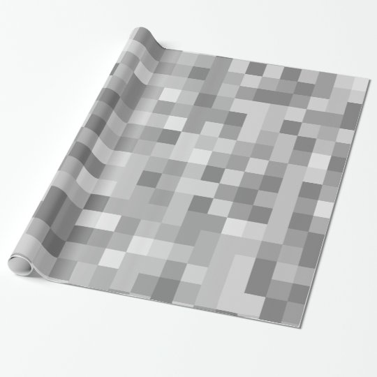 Gray pixels wrapping paper | Zazzle.com