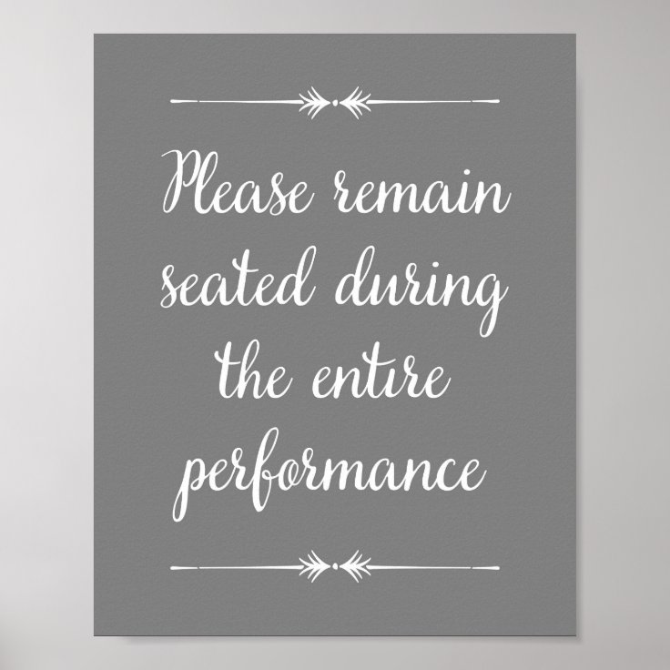 Gray Please Remain Seated Bathroom Art Poster | Zazzle