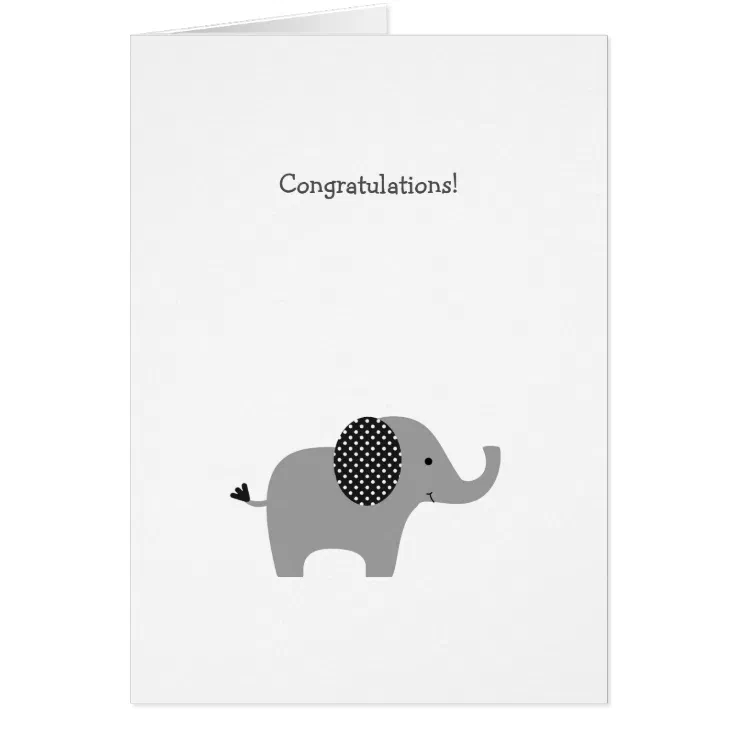 Gray Polka Dot Elephant Baby Congrats Card | Zazzle