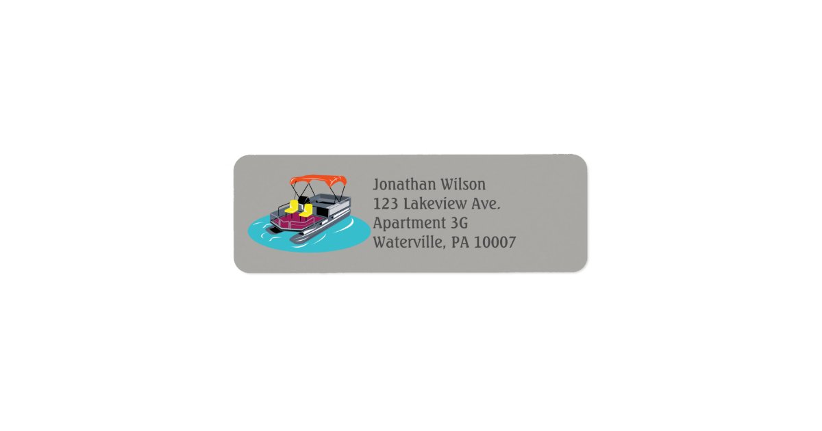 Gray Pontoon Boat Return Address Labels | Zazzle