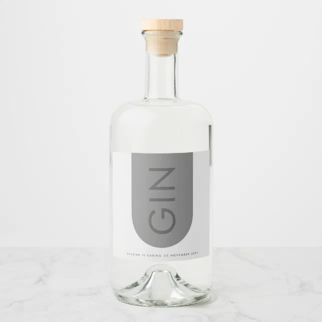 Gray Premium Ultimate Modern Monogram Arch Gin Liquor Bottle Label | Zazzle