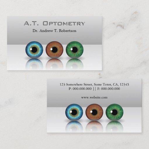 Gray Professional Optometrist Eyeballs Optometry Business Card | Zazzle