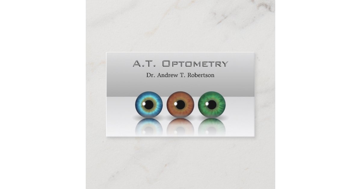 Gray Professional Optometrist Eyeballs Optometry Business Card | Zazzle