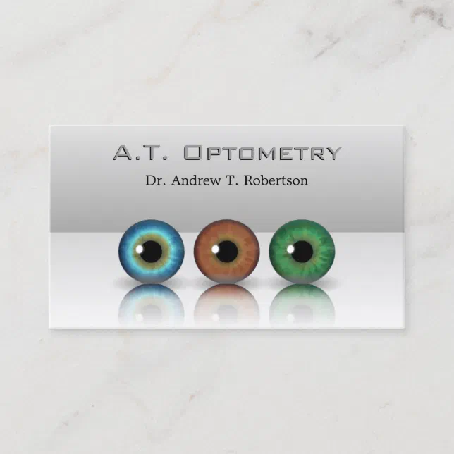 Gray Professional Optometrist Eyeballs Optometry Business Card | Zazzle