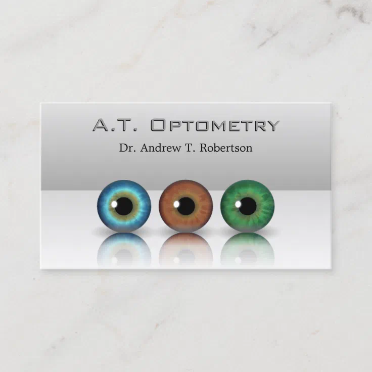 Gray Professional Optometrist Eyeballs Optometry Business Card | Zazzle